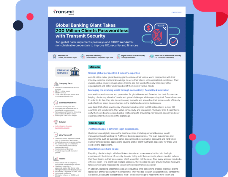 Global bank takes 200 million customers passwordless with Transmit ...